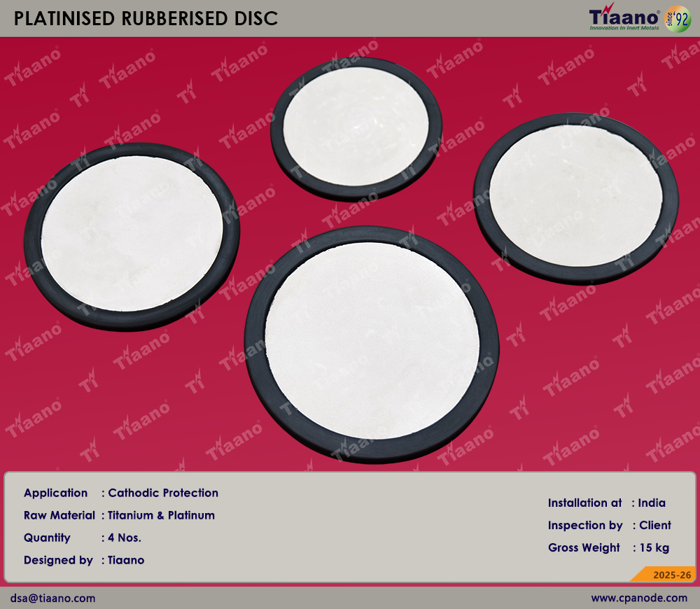 Platinised Rubberised Disc Manufactured for Cathodic Protection in Chennai